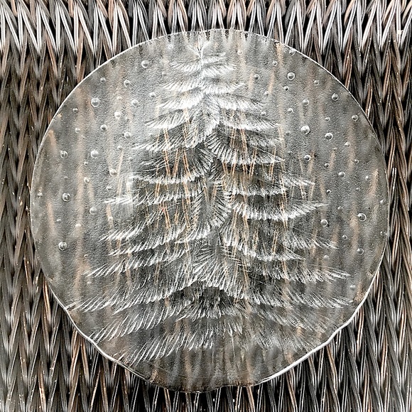 Vintage | Dining | Vintage Large Etched Tree Glass Platter | Poshmark